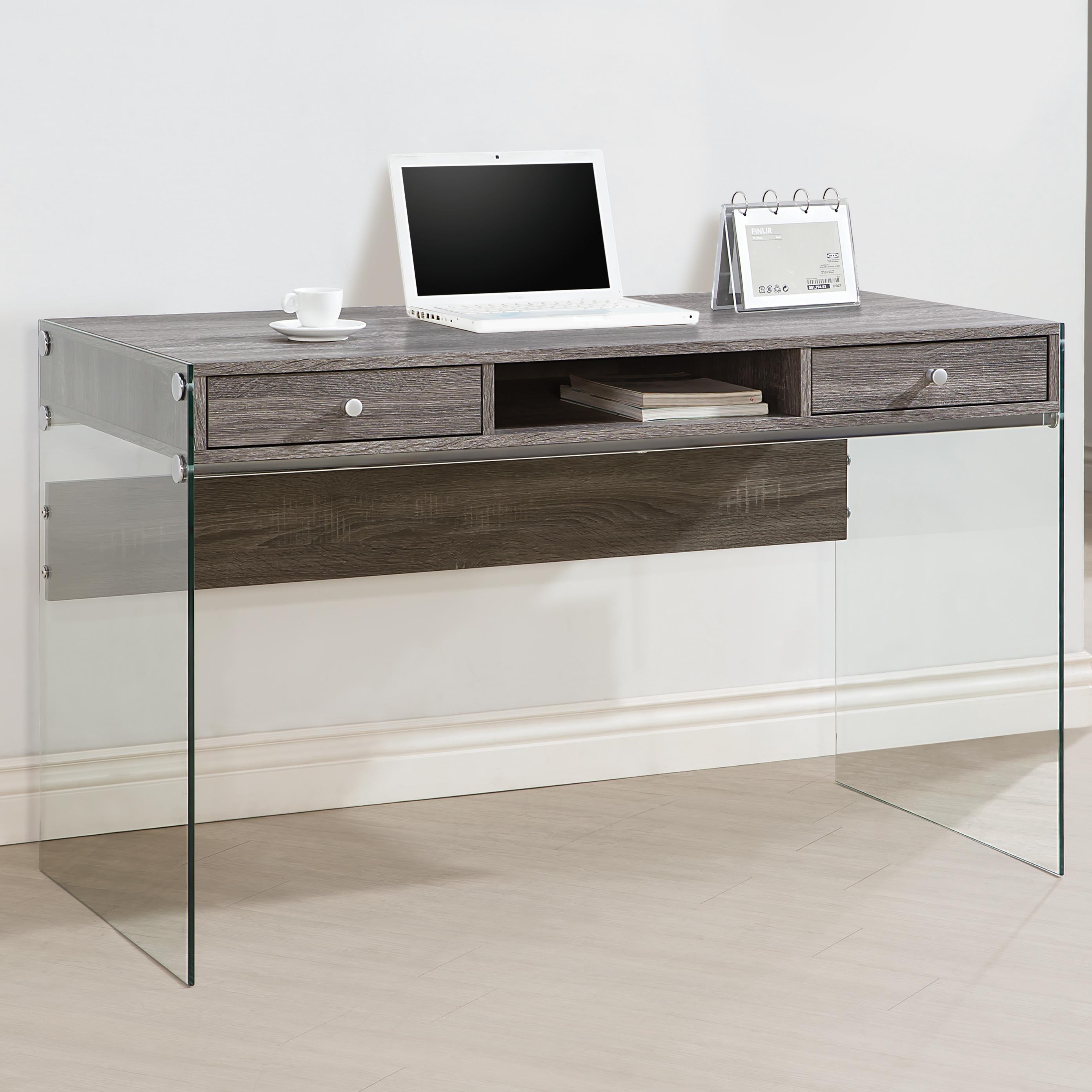 Coaster 800818 Modern Computer Desk with Glass Sides A1 Furniture Mattress Table Desks Writing Desks